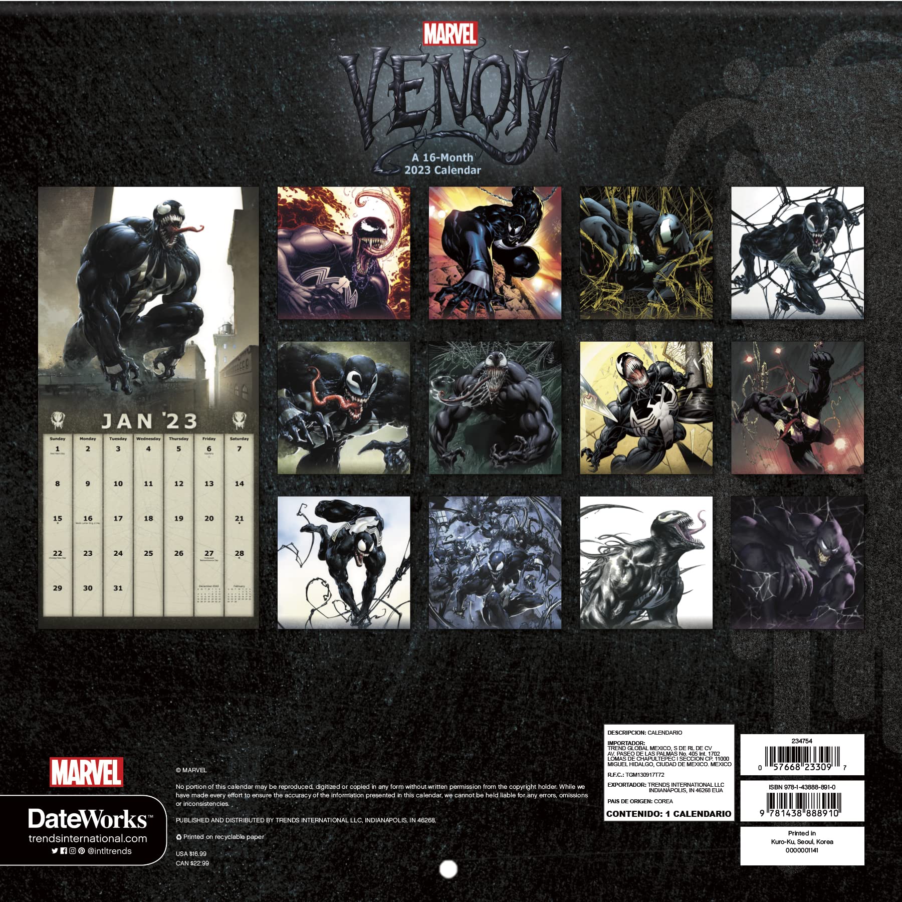 2023 Marvel Venom Wall Calendar