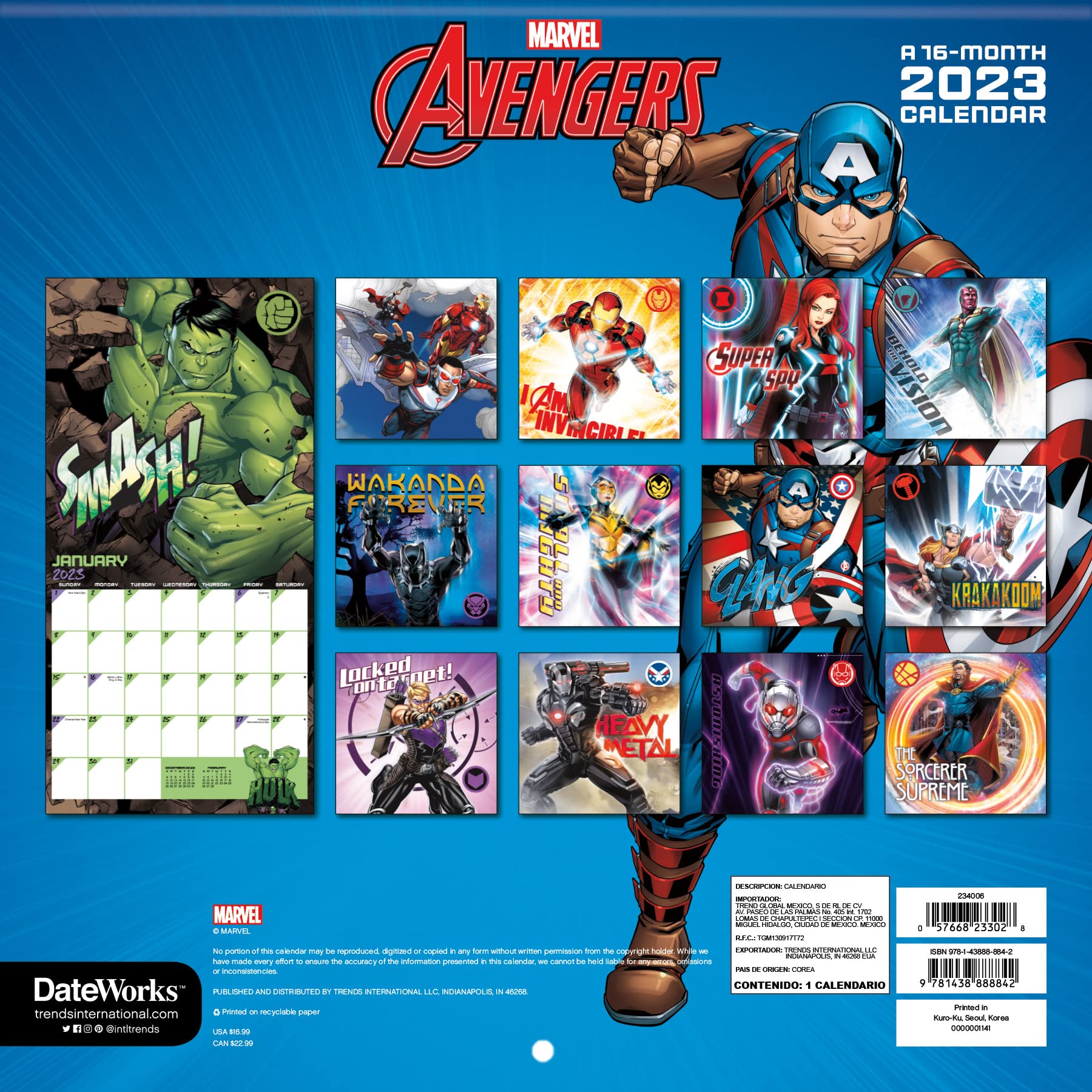 2023 Marvel Avengers Wall Calendar