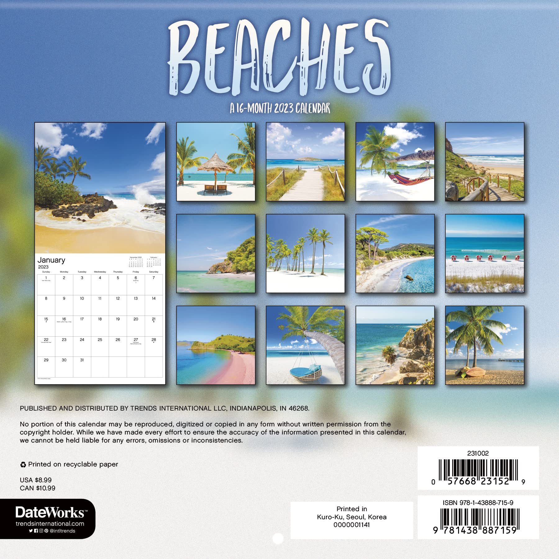 2023 Beaches Mini Wall Calendar