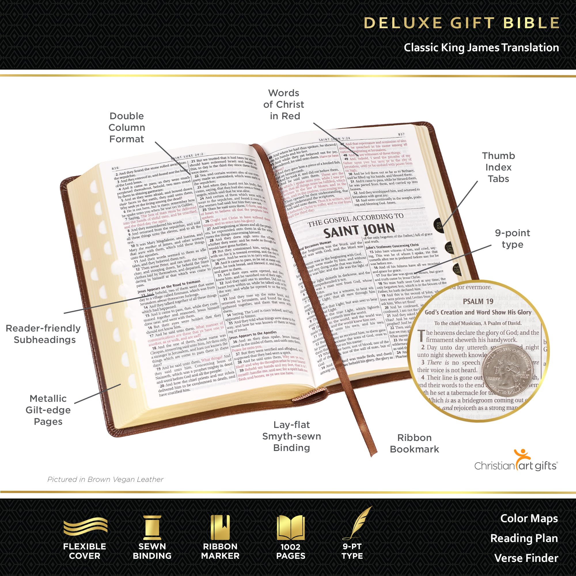 KJV Holy Bible, Standard Size Faux Leather Red Letter Edition Thumb Index & Ribbon Marker, King James Version, Purple (KJV Deluxe Gift Editions)