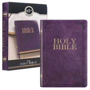 kjv holy bible, standard size faux leather red letter edition thumb index & ribbon marker, king james version, purple (kjv deluxe gift editions)