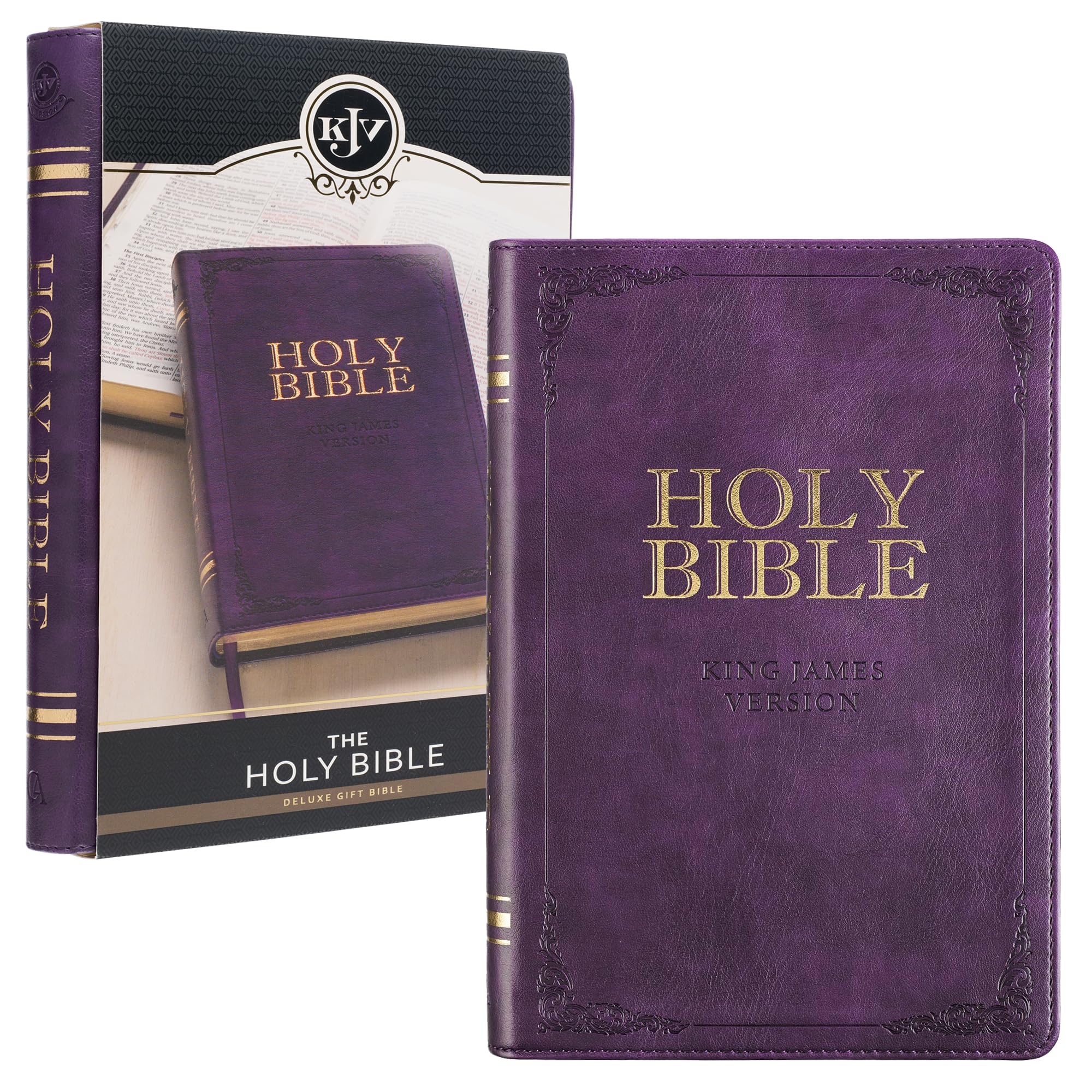 KJV Holy Bible, Standard Size Faux Leather Red Letter Edition Thumb Index & Ribbon Marker, King James Version, Purple (KJV Deluxe Gift Editions)