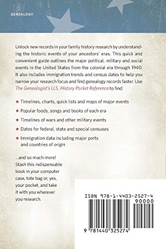 The Genealogist's U.S. History Pocket Reference: Quick Facts & Timelines of American History to Help Understand Your Ancestors