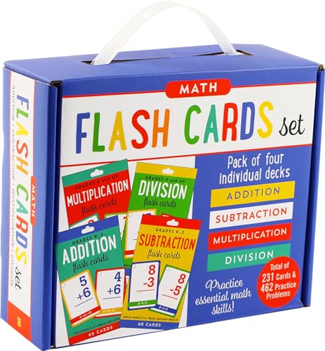 Essential Math Flash Cards Set - Addition, Subtraction, Multiplication, and Division (4 pack set)