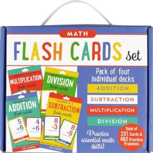 Essential Math Flash Cards Set - Addition, Subtraction, Multiplication, and Division (4 pack set)