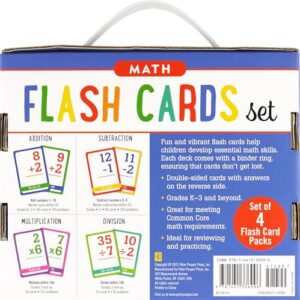 Essential Math Flash Cards Set - Addition, Subtraction, Multiplication, and Division (4 pack set)