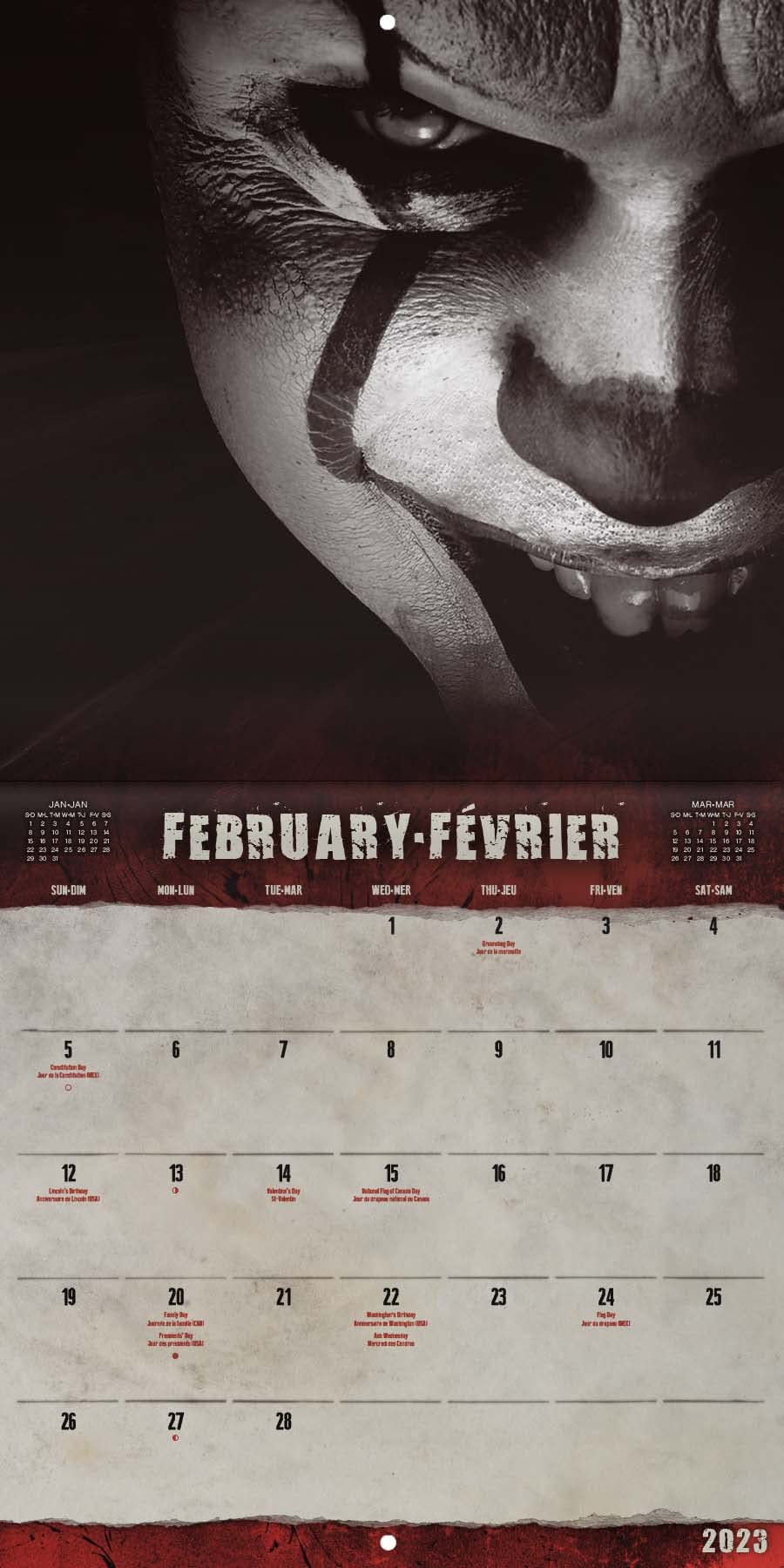 2023 Horror Collection Wall Calendar (Bilingual French) (French Edition)