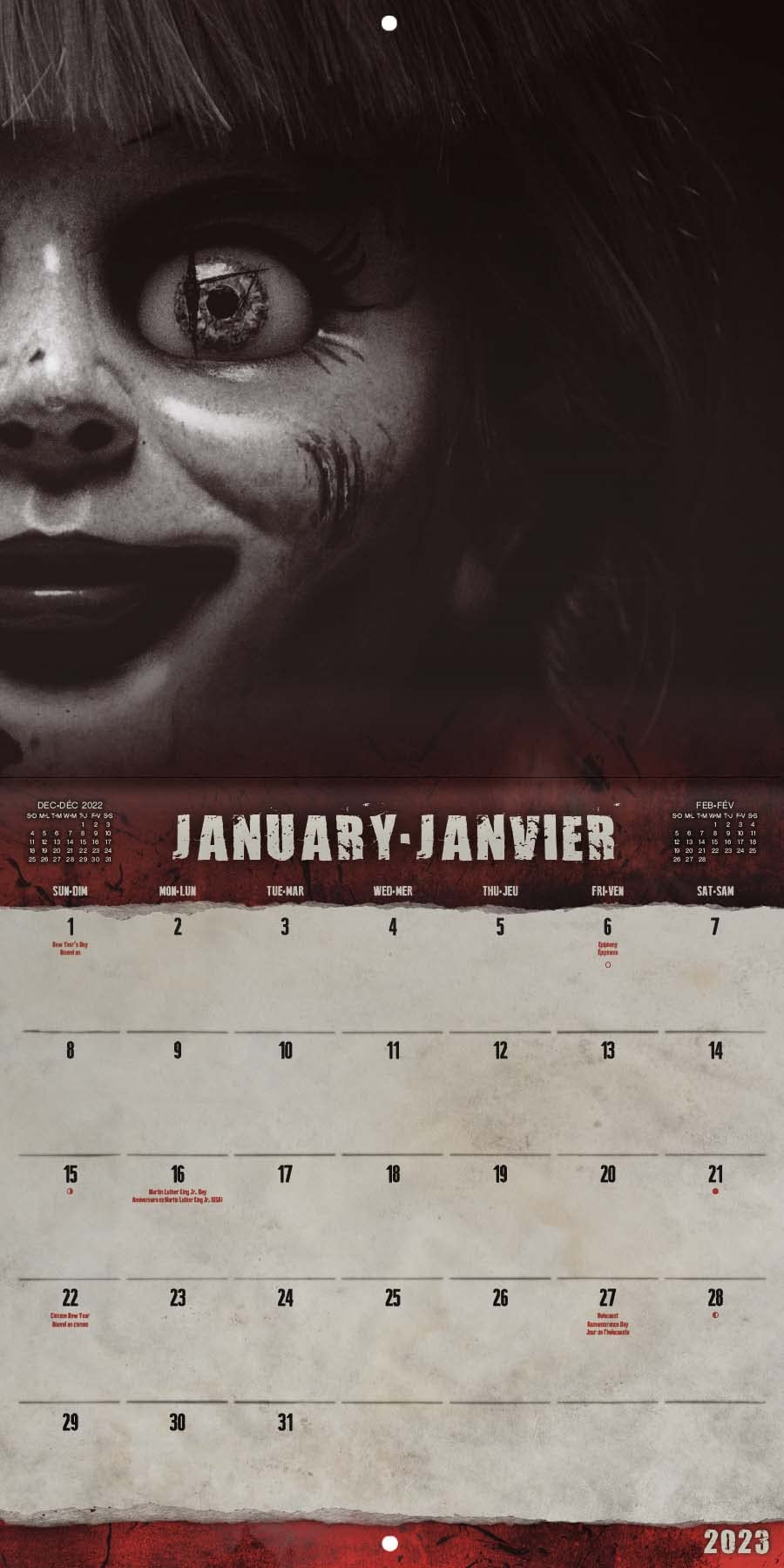 2023 Horror Collection Wall Calendar (Bilingual French) (French Edition)