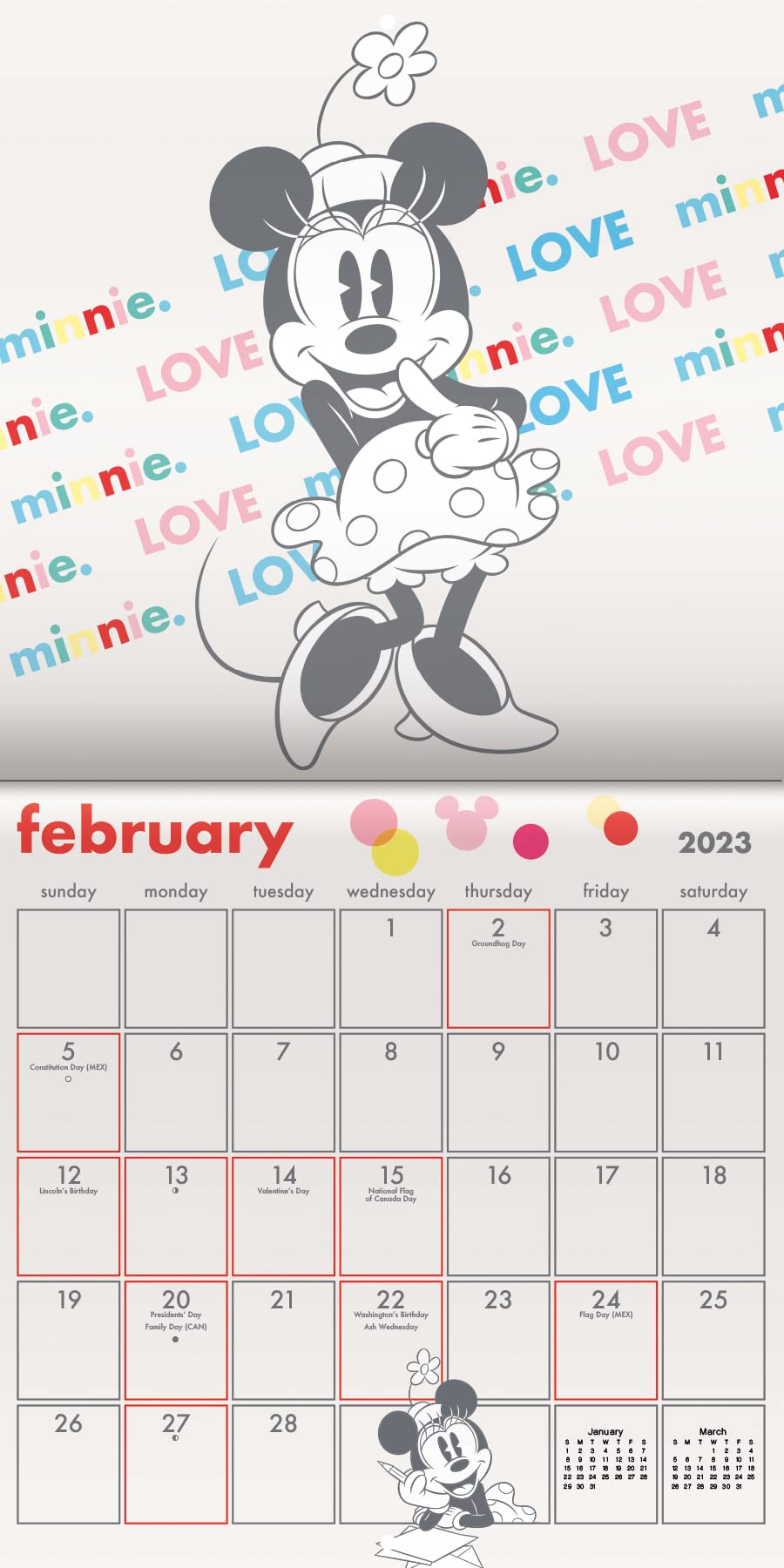 2023 Disney Minnie Mouse Wall Calendar