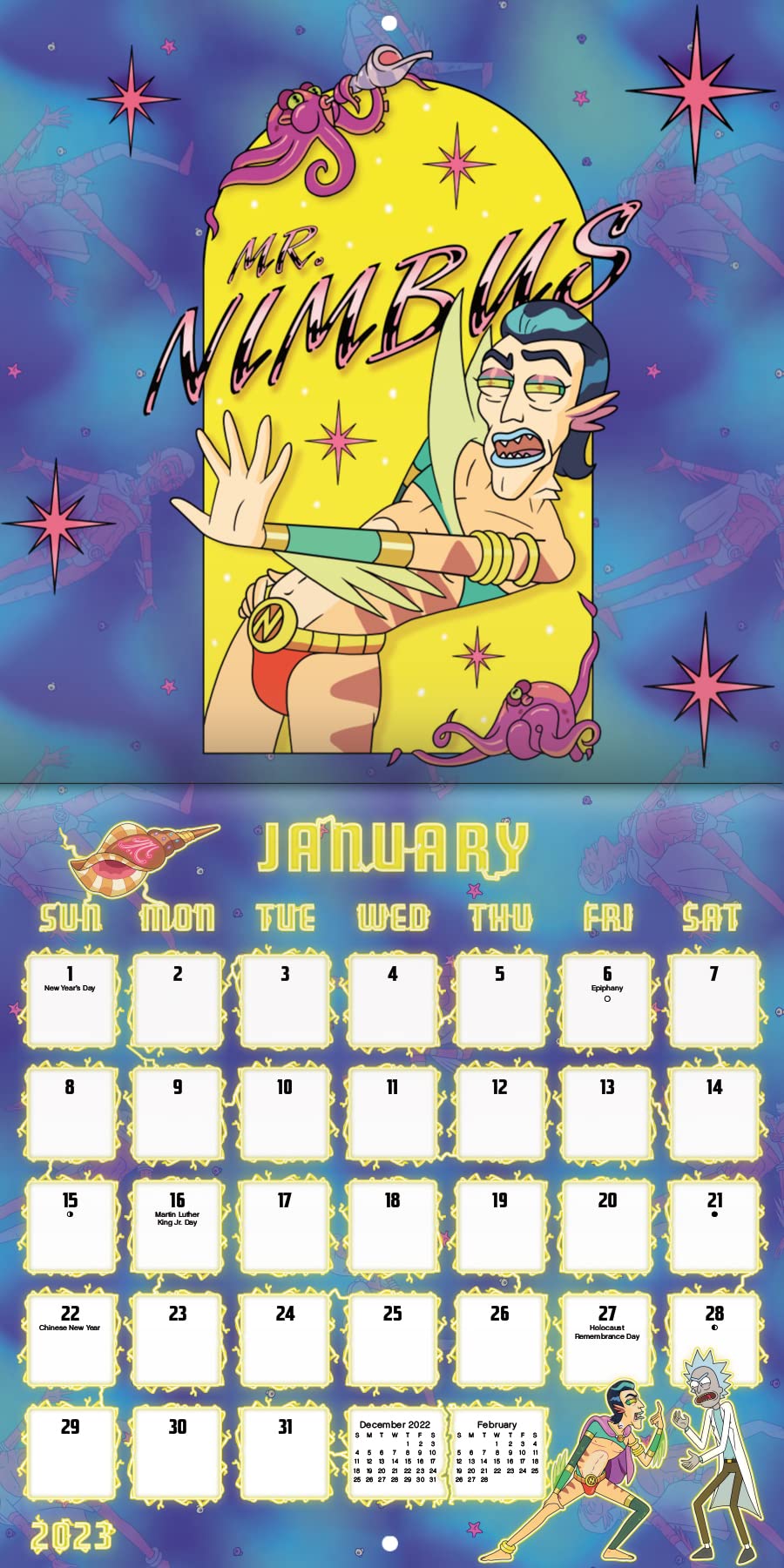 2023 Cartoon Network Rick and Morty Mini Wall Calendar