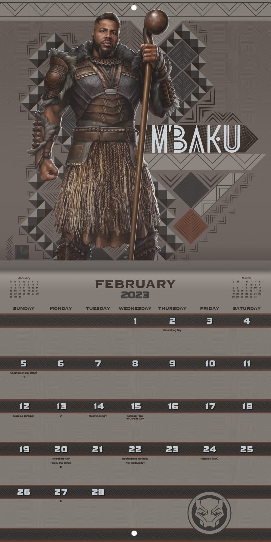 2023 Marvel Black Panther: Wakanda Forever Wall Calendar