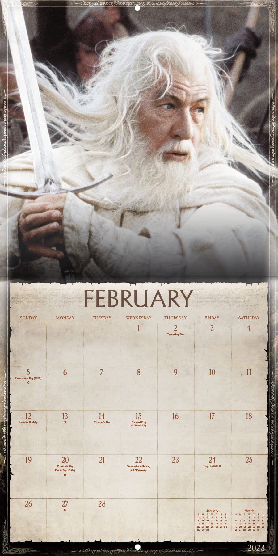 2023 The Lord of the Rings Wall Calendar