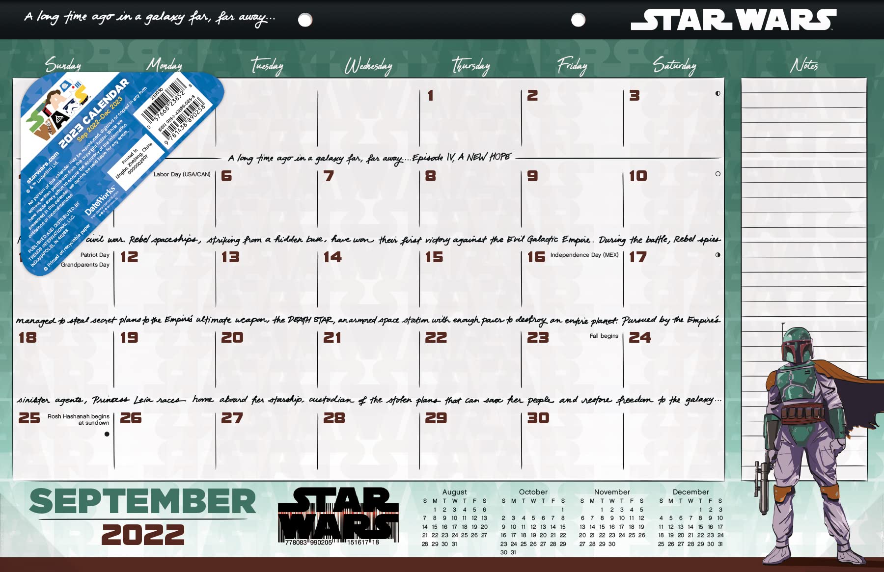 2023 Star Wars: Saga Desk Pad Calendar