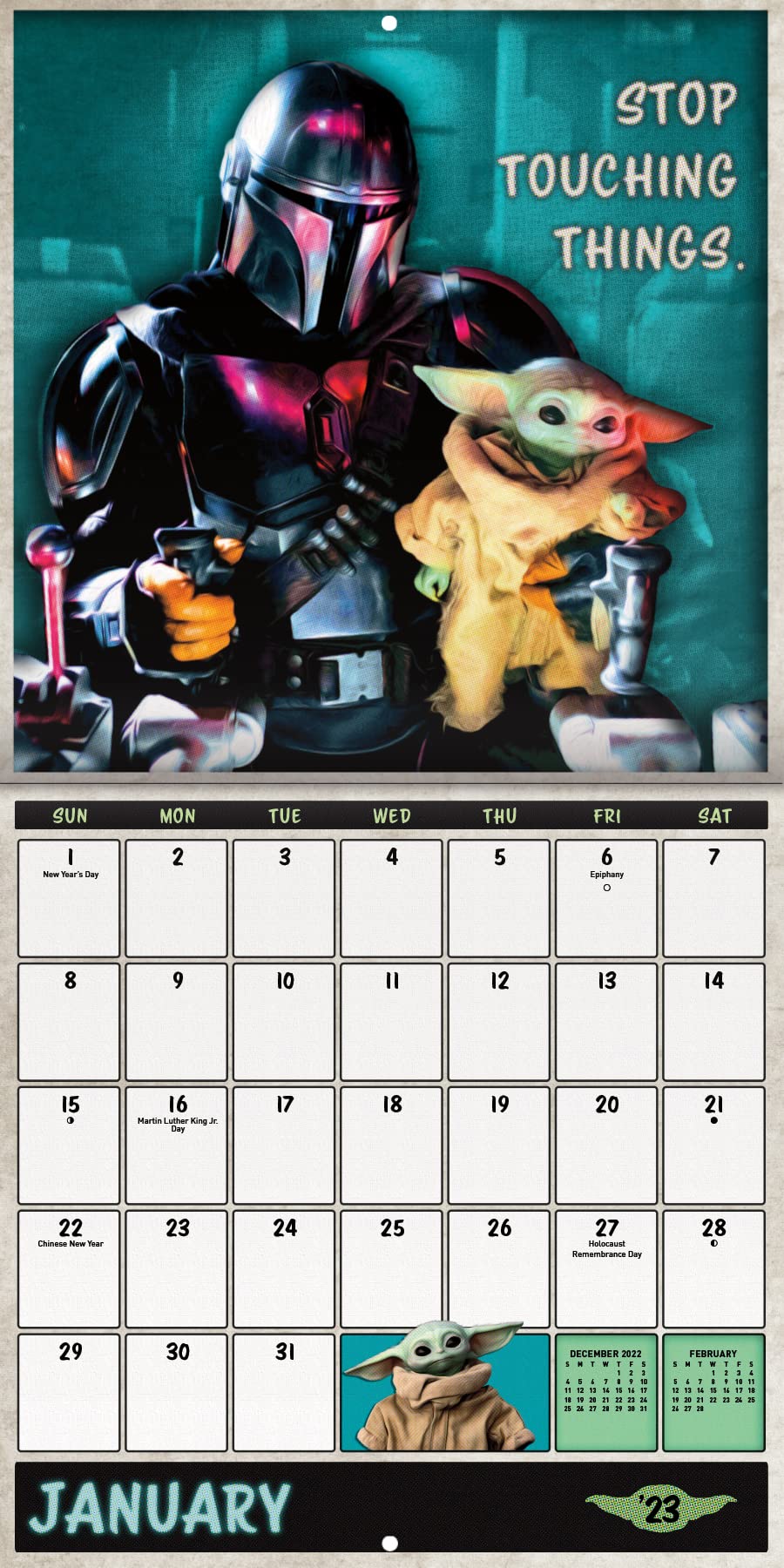 2023 Star Wars: The Mandalorian - The Child Mini Wall Calendar