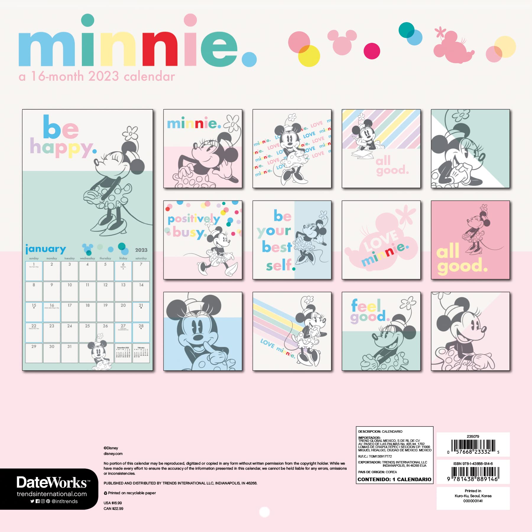 2023 Disney Minnie Mouse Wall Calendar