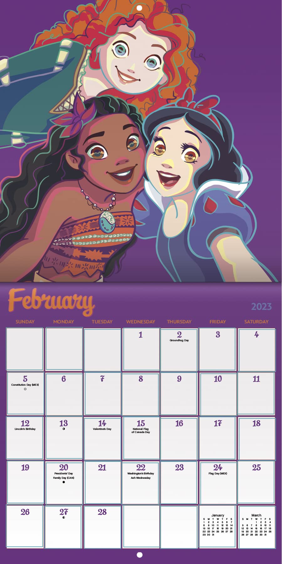 2023 Disney Princess Mini Wall Calendar