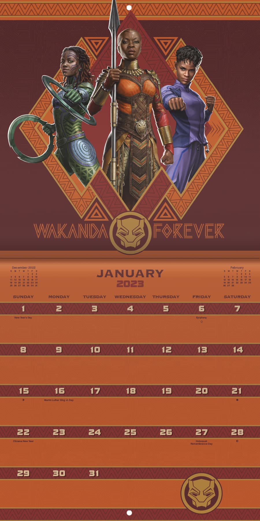 2023 Marvel Black Panther: Wakanda Forever Wall Calendar