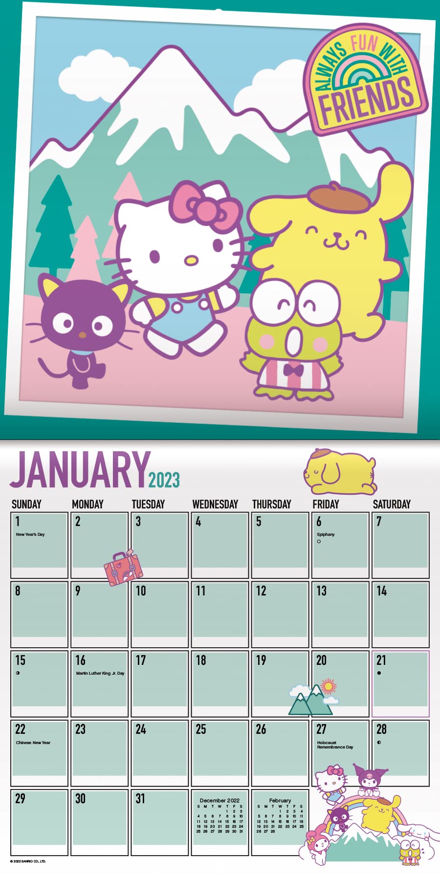 2023 Hello Kitty Mini Wall Calendar