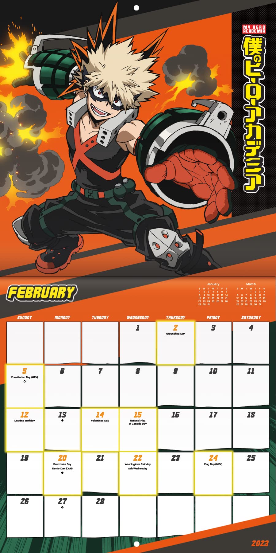 2023 My Hero Academia Mini Wall Calendar