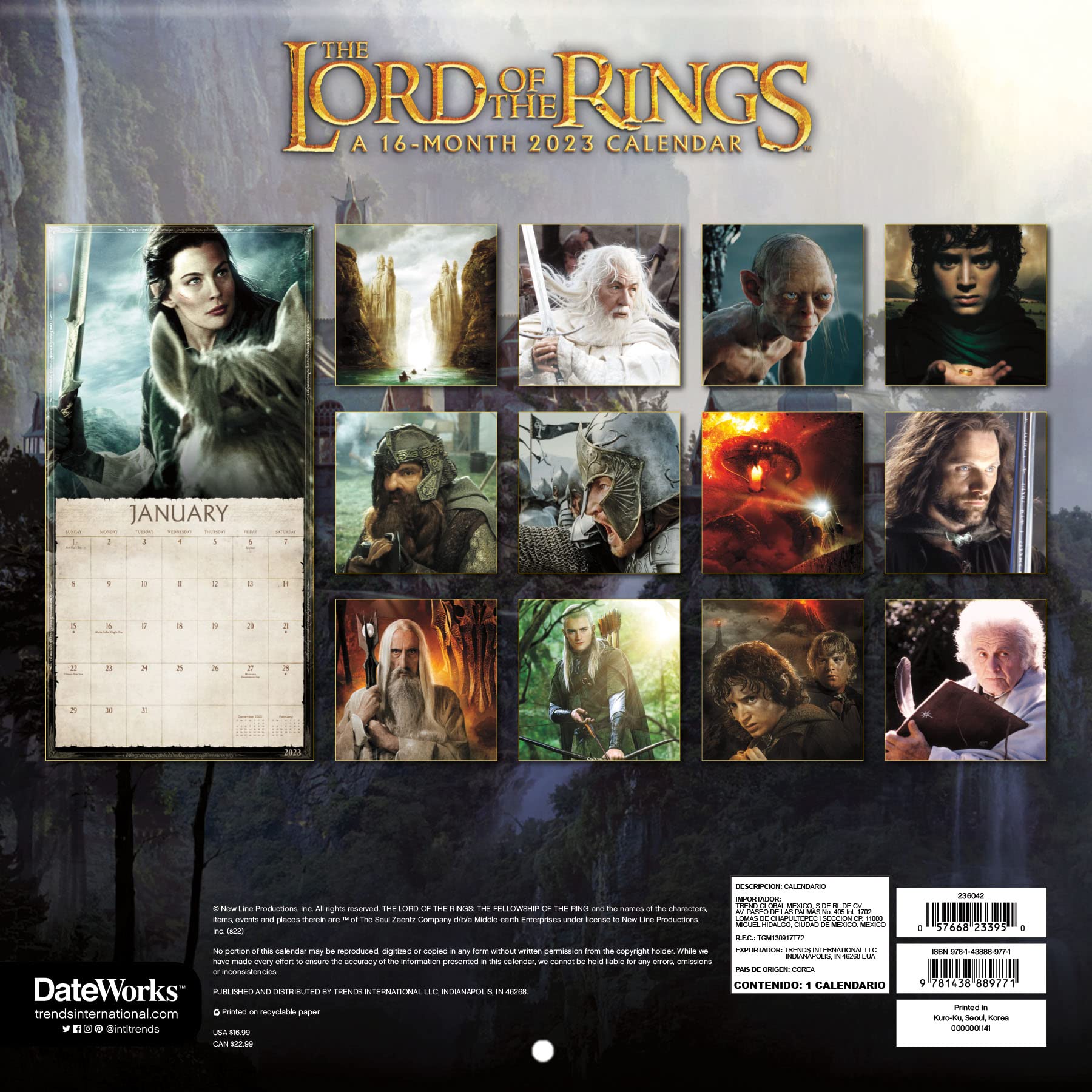 2023 The Lord of the Rings Wall Calendar