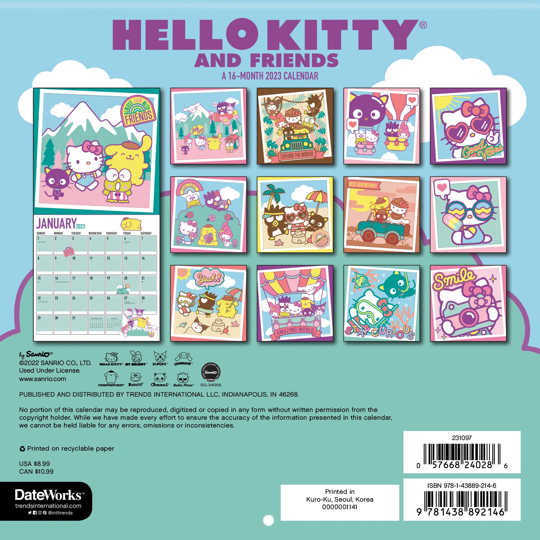 2023 Hello Kitty Mini Wall Calendar