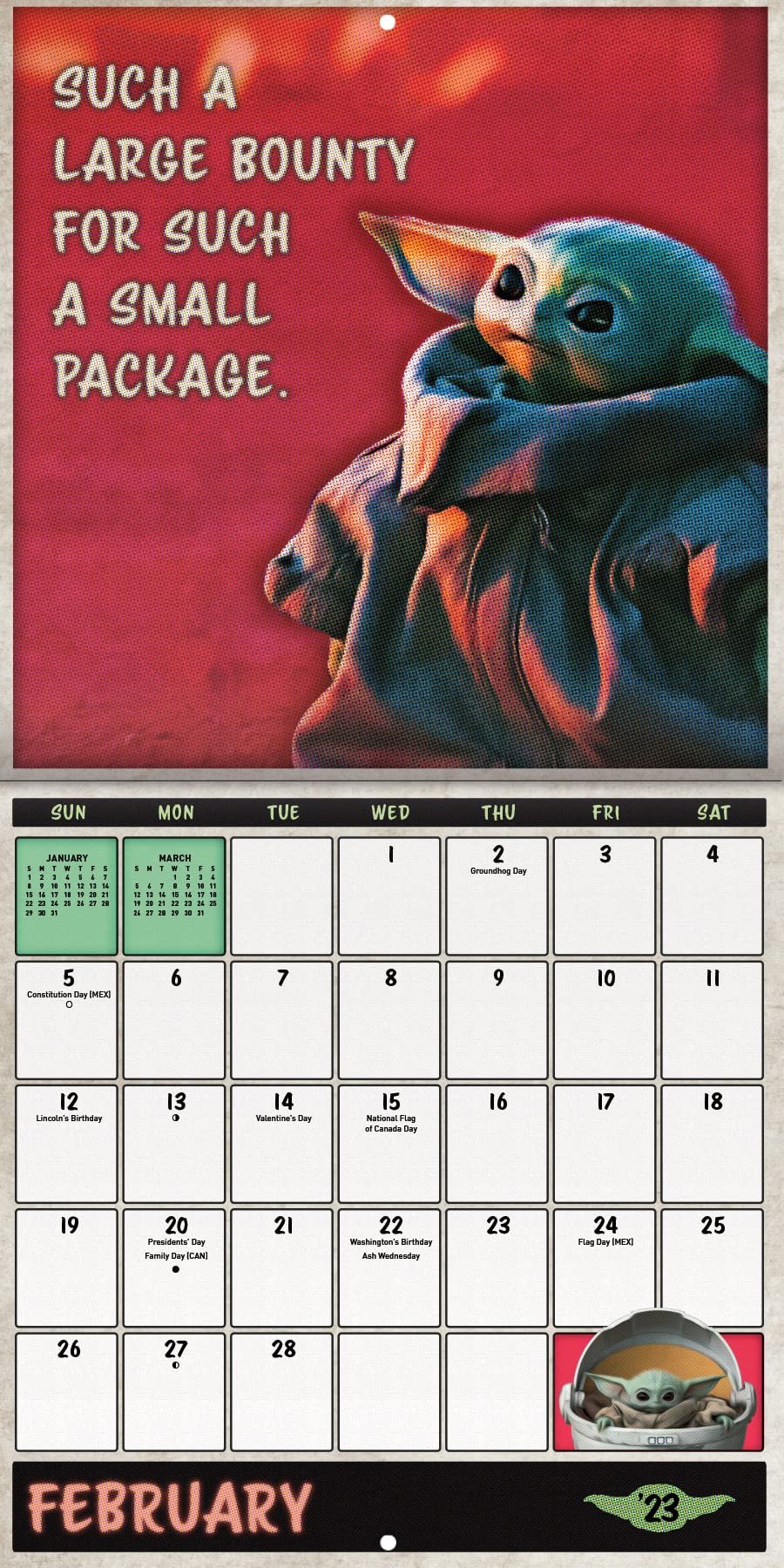 2023 Star Wars: The Mandalorian - The Child Wall Calendar