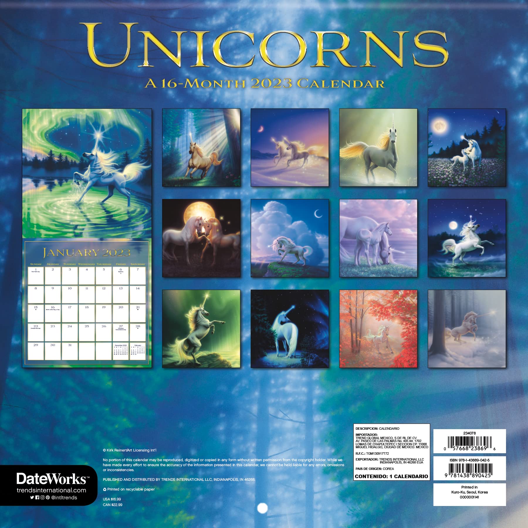 2023 Unicorns Wall Calendar