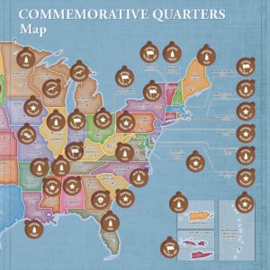 National Parks Commemorative Quarters Collector's Map 2010-2021 (includes both mints, plus the rare West Point quarter release!)