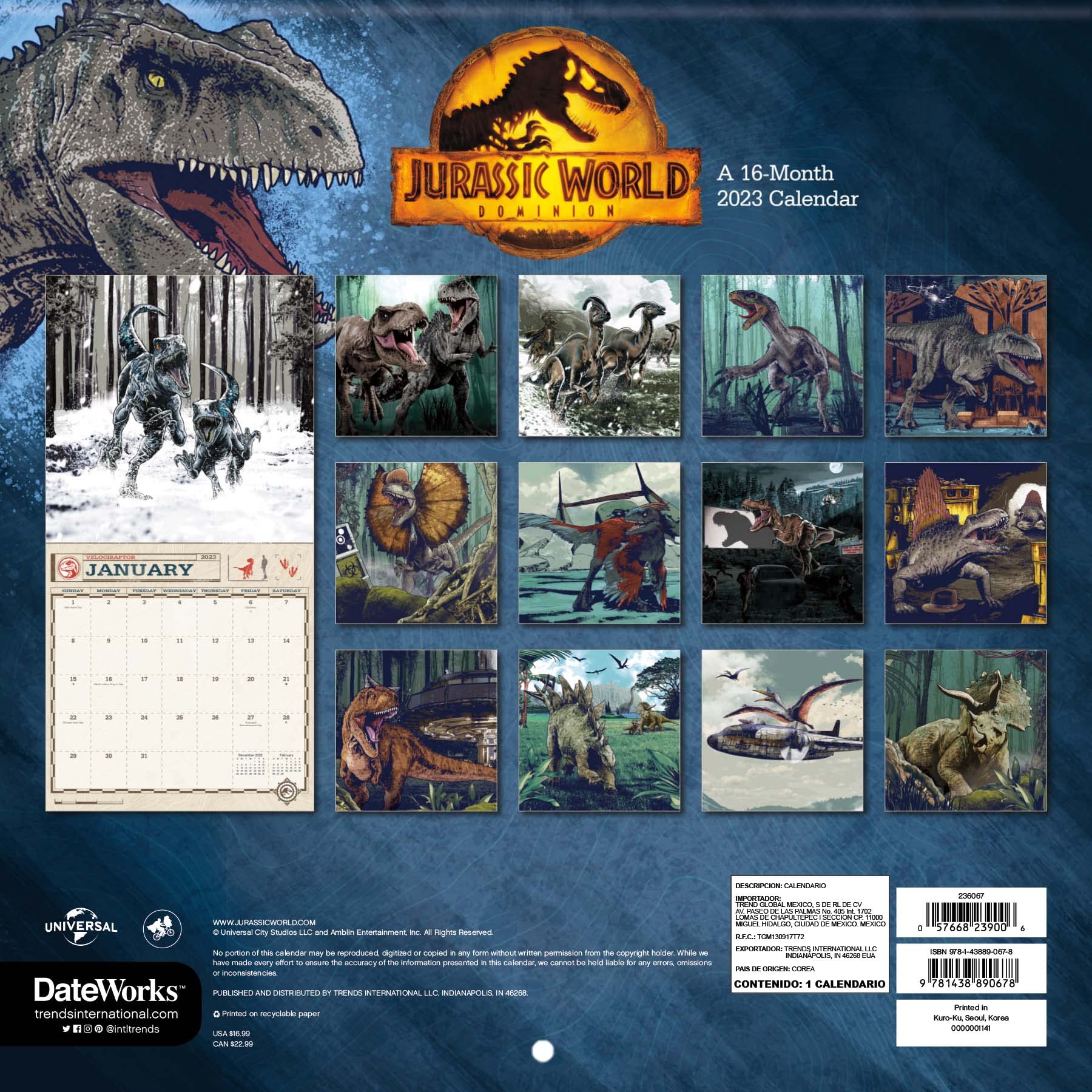 2023 Jurassic World: Dominion Wall Calendar