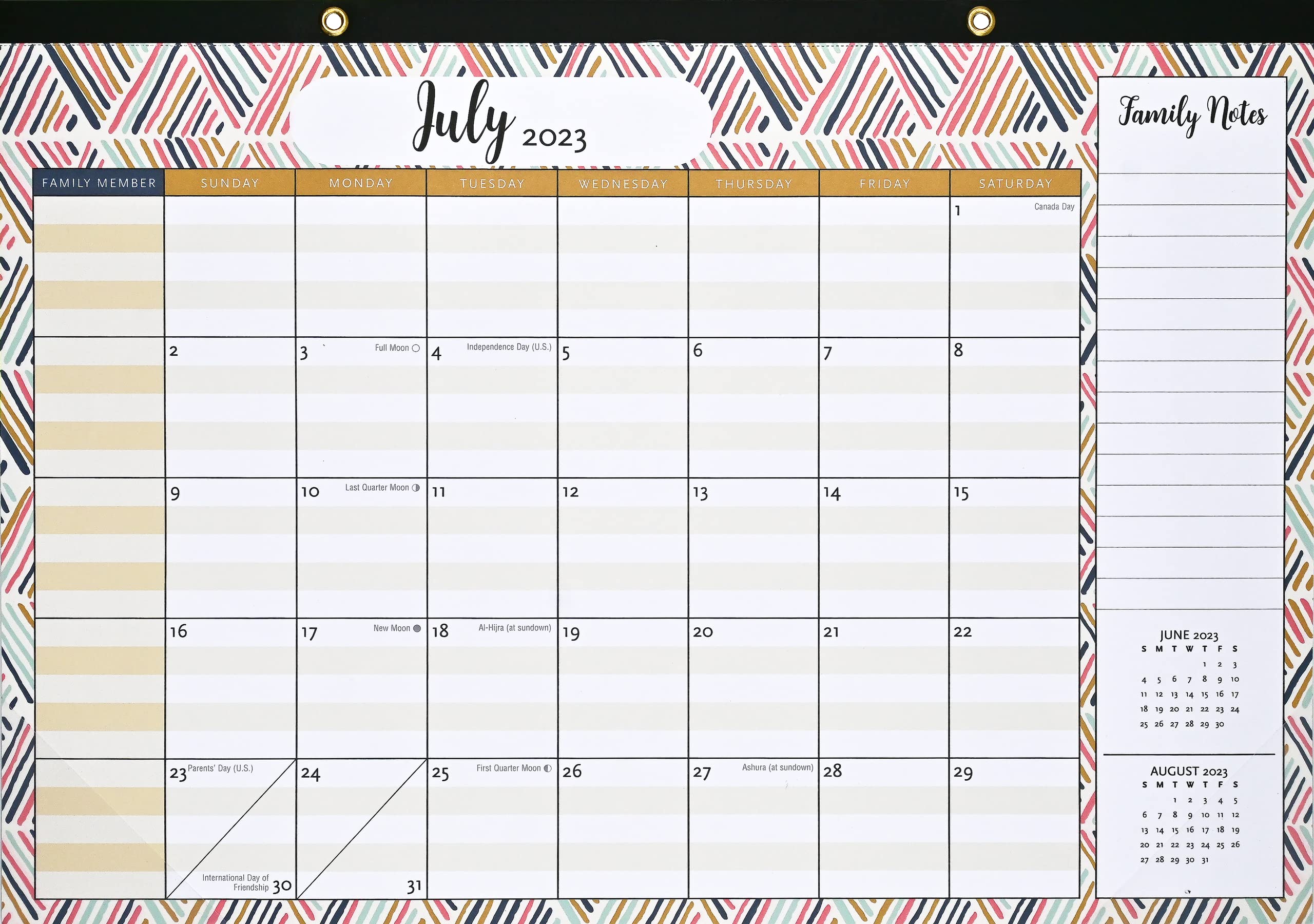 2023-2024 Family Desk Pad and Wall Calendar - Large 17'' x 11'' - Runs from July 2023-December 2024 - Plus 271 bonus stickers! (Desk Calendar Pad)