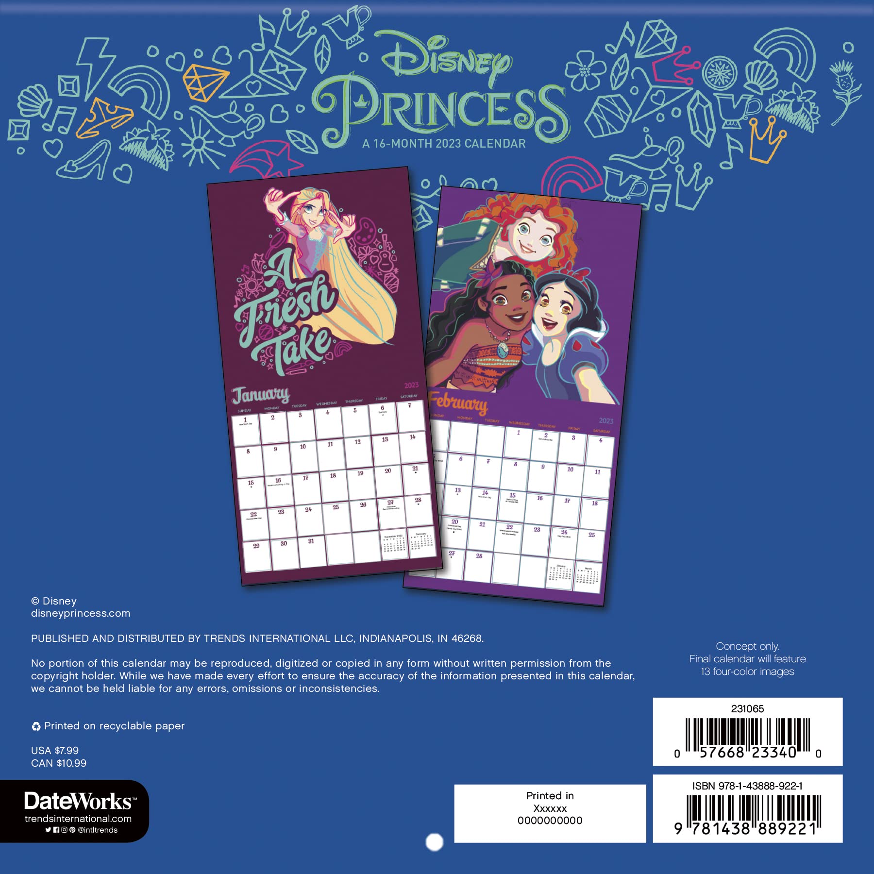 2023 Disney Princess Mini Wall Calendar