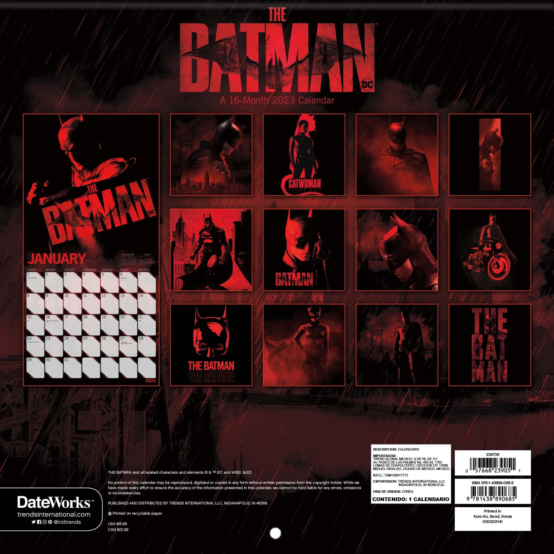 2023 DC Comics The Batman Wall Calendar