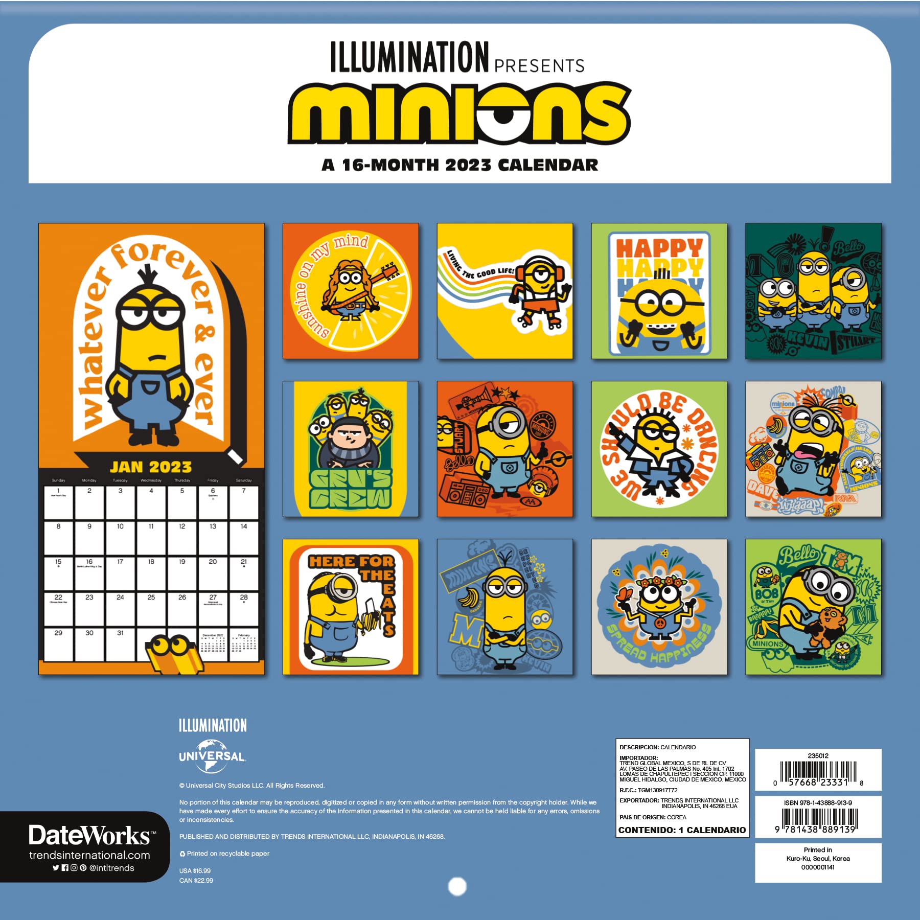 2023 Minions: The Rise of Gru Wall Calendar