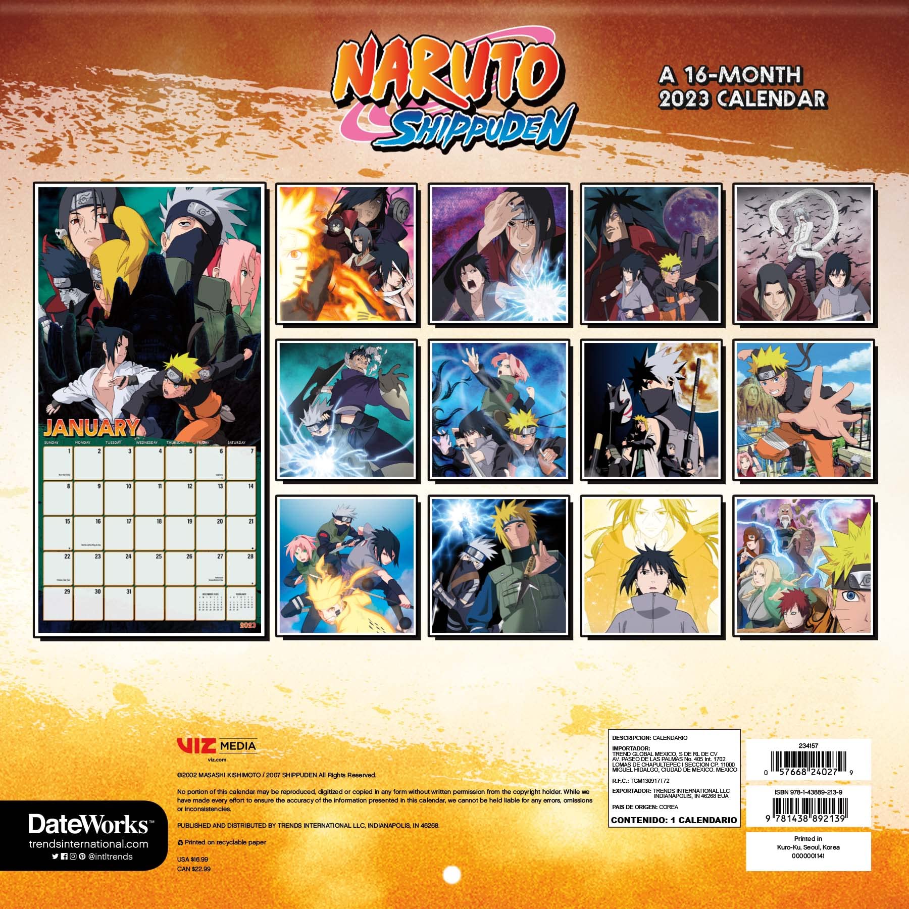 2023 Naruto Shippuden Wall Calendar