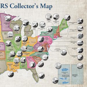 50 State Quarters Map (includes space for the Philadelphia and Denver mints!)