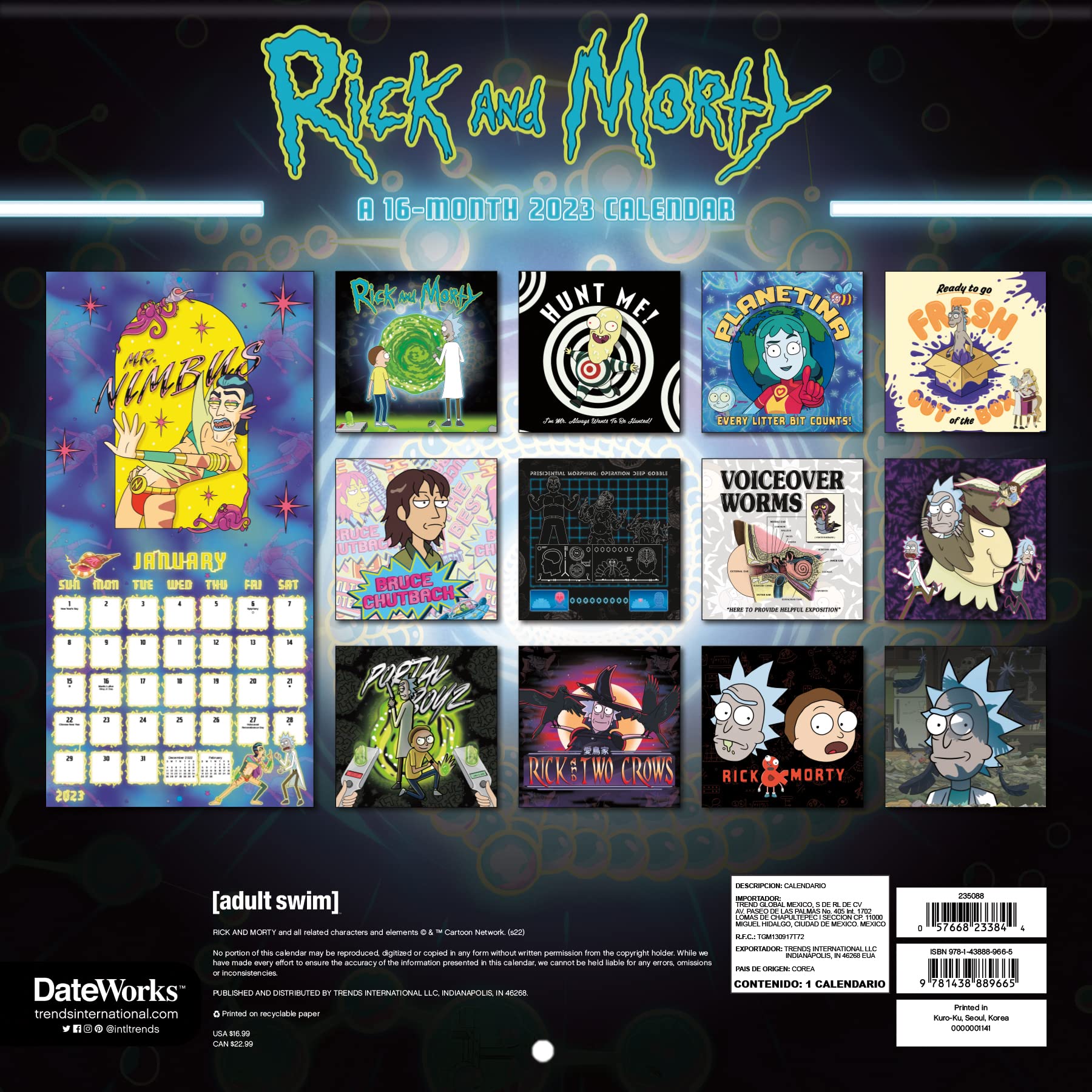 2023 Cartoon Network Rick and Morty Wall Calendar