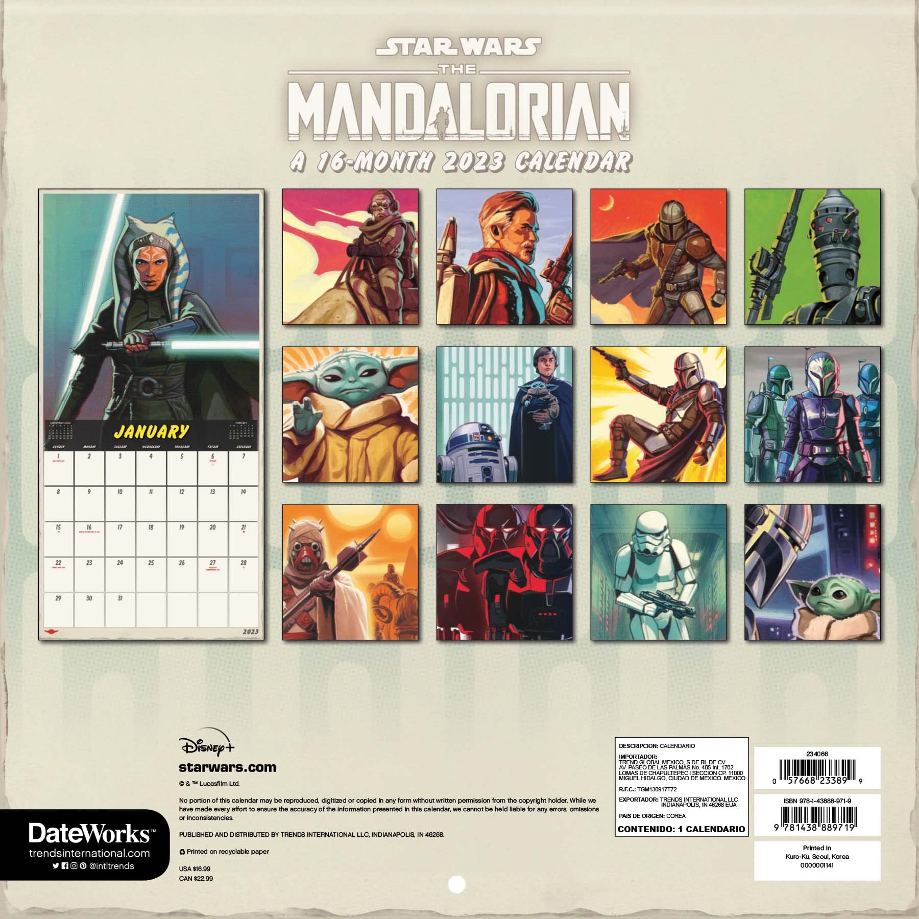 2023 Star Wars: The Mandalorian Wall Calendar