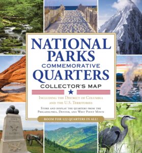 national parks commemorative quarters collector's map 2010-2021 (includes both mints, plus the rare west point quarter release!)