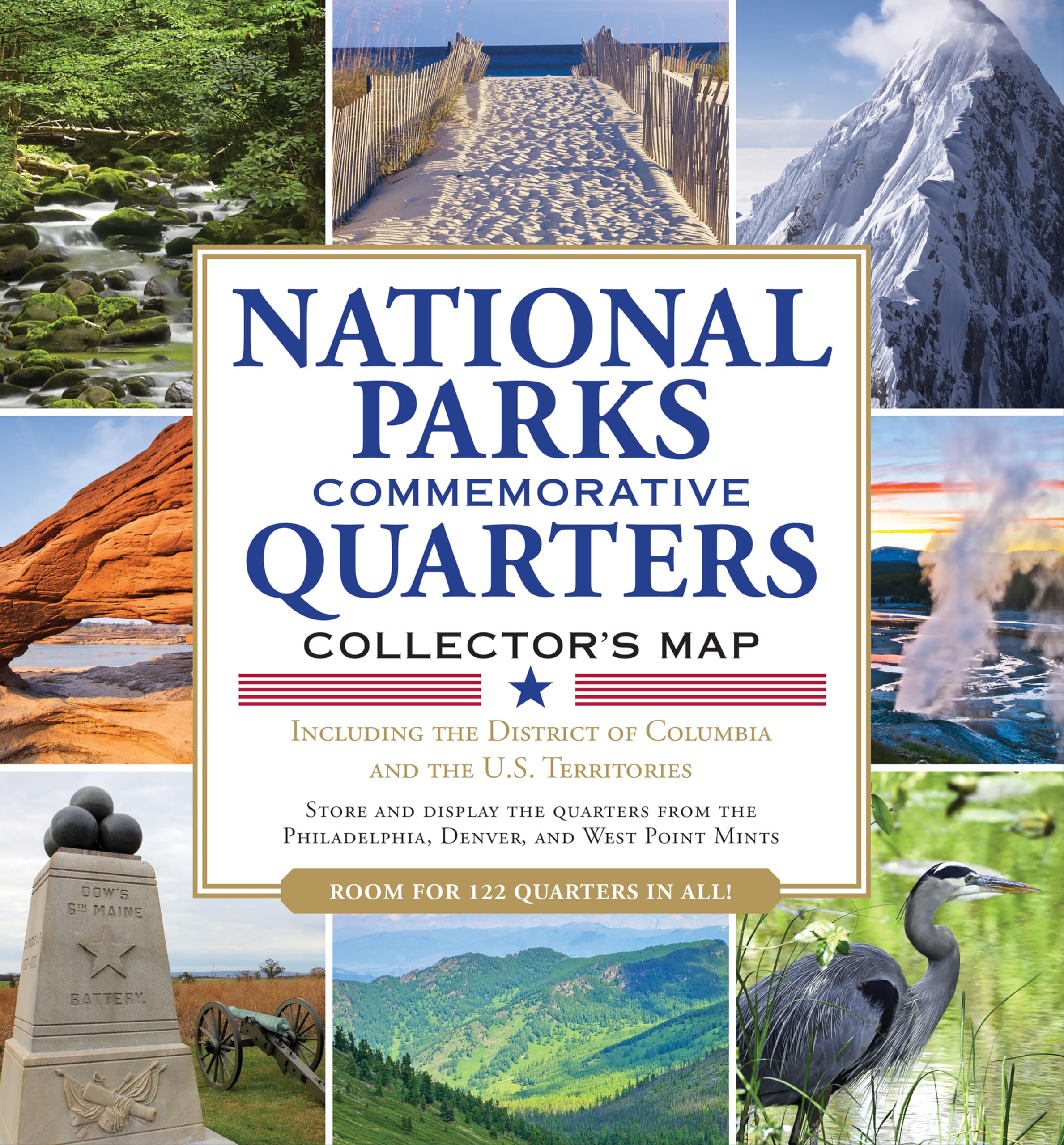 National Parks Commemorative Quarters Collector's Map 2010-2021 (includes both mints, plus the rare West Point quarter release!)