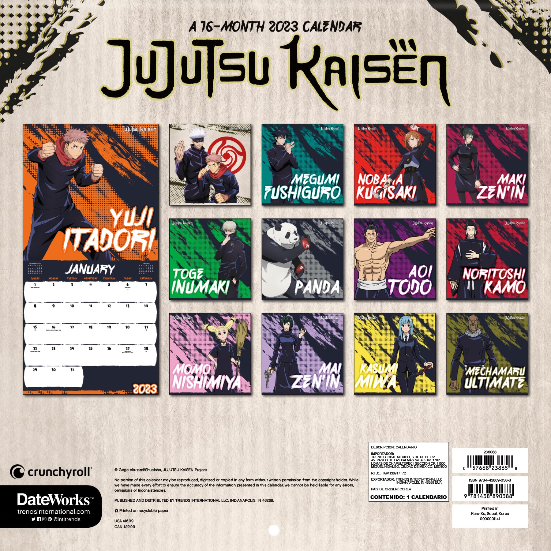 2023 Jujutsu Kaisen Wall Calendar