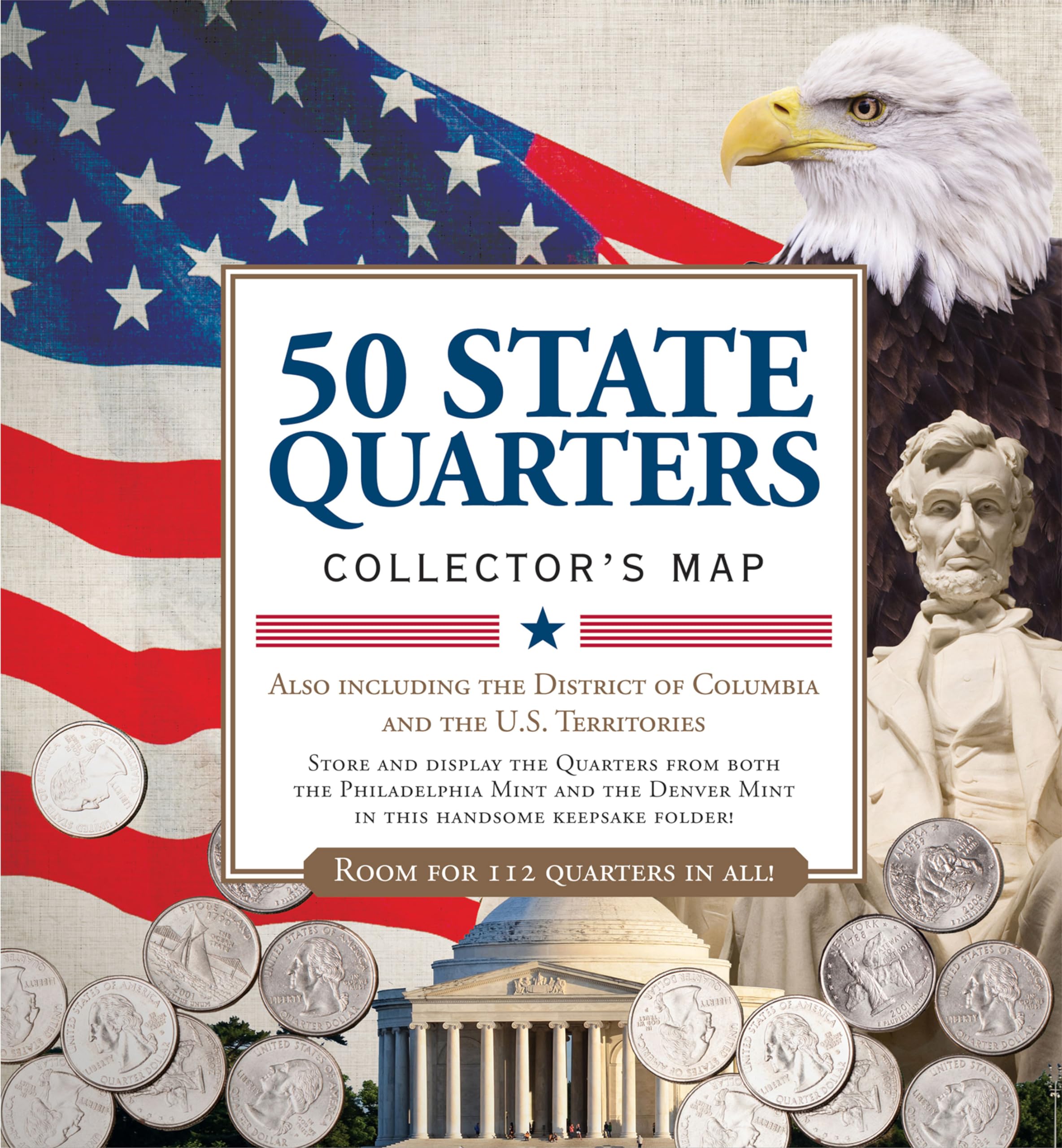 50 State Quarters Map (includes space for the Philadelphia and Denver mints!)