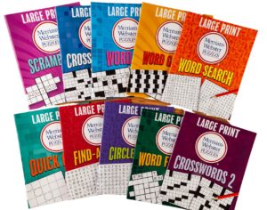 large print merriam-webster puzzles 10 booklet set (brain games large print)