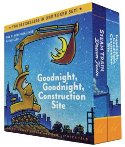 goodnight, goodnight, construction site and steam train, dream train board books boxed set