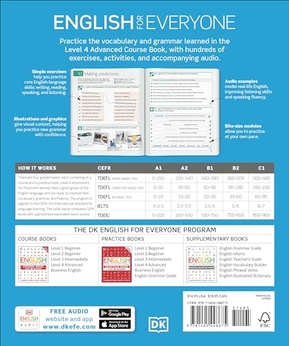 English for Everyone: Level 4 Practice Book - Advanced English: ESL Workbook, Interactive English Learning for Adults