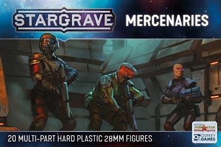 Stargrave Mercenaries Plastic Sci-Fi Miniatures Mercenaries, 20 multi-part hard plastic figures, 28 mm