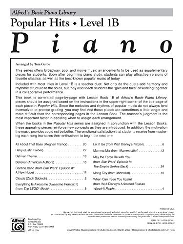 Alfred's Basic Piano Library -- Popular Hits, Bk 1B (Alfred's Basic Piano Library, Bk 1B)