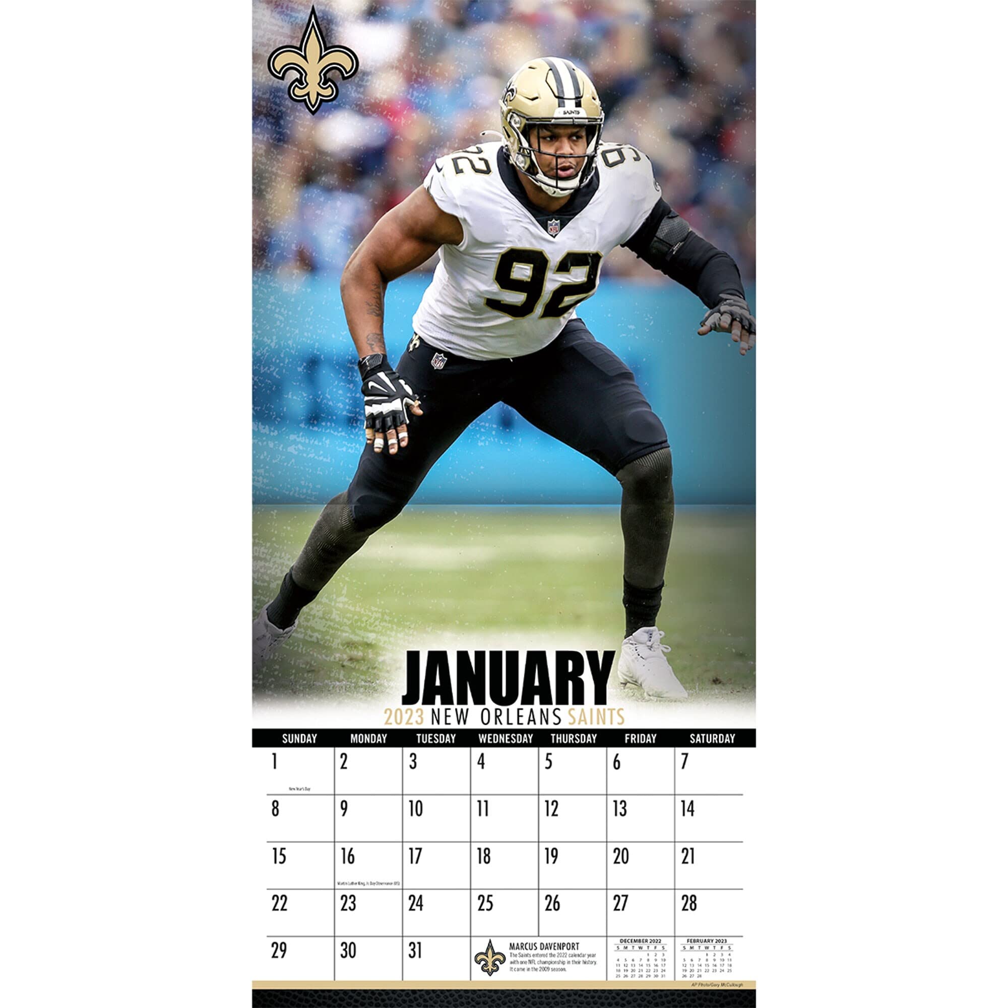 New Orleans Saints 2023 12" x 12" Team Wall Calendar