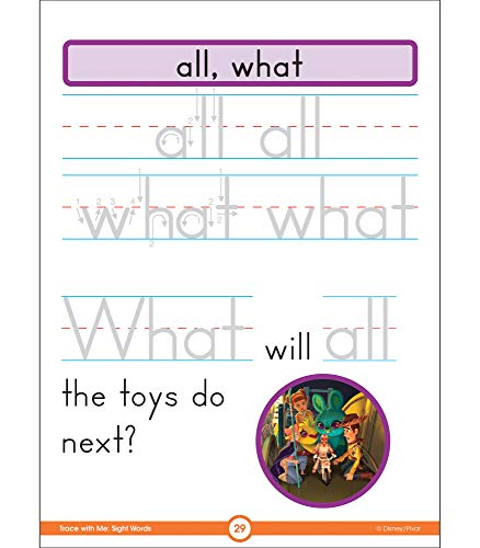 Disney Learning Toy Story 4 Trace With Me Wipe Clean Sight Words Activity Book for Kids Ages 3+, Tracing Sight Words Dry Erase Activities, Preschool and Kindergarten Early Reading and Writing Practice