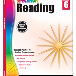 Spectrum Reading Comprehension Grade 6, Ages 11 to 12, 6th Grade Reading Comprehension Workbooks, Nonfiction and Fiction Passages, Analyzing Story Structure, and Critical Thinking Skills - 174 Pages