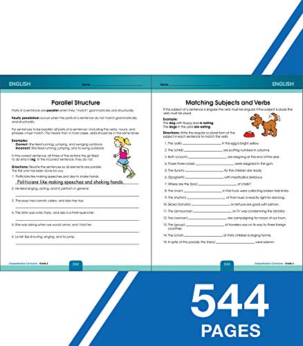 Carson Dellosa Comprehensive Curriculum of Basic Skills 6th Grade Workbooks All Subjects for Ages 11-12, Math, Reading Comprehension, Writing, Grammar, Fractions, Geometry, Grade 6 Workbooks (544 pgs)